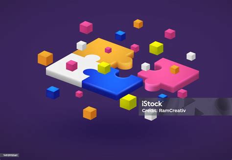 함께 연결된 퍼즐 조각 팀워크의 상징 색깔 있는 3d 퍼즐 비즈니스 솔루션 개념 3차원 형태에 대한 스톡 벡터 아트 및 기타 이미지 3차원 형태 개념 개념과 주제