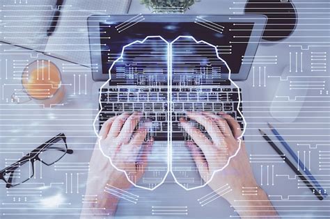 Premium Photo Double Exposure Of Mans Hands Typing Over Computer