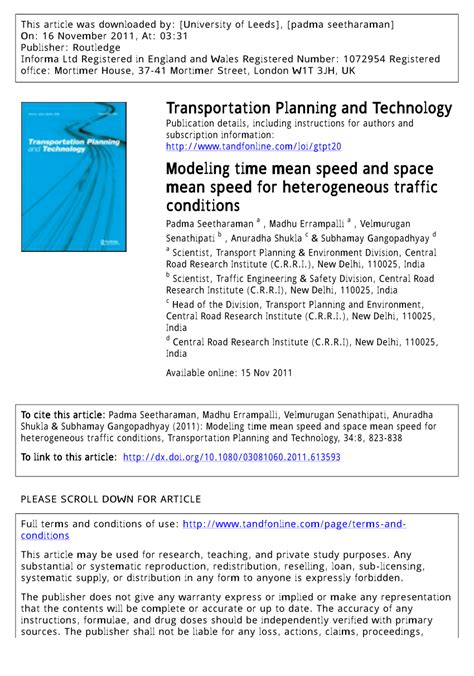Pdf Modeling Time Mean Speed And Space Mean Speed For Heterogeneous