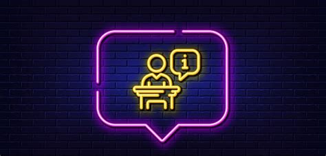 연단 선 아이콘입니다 스테이지 정보 기호입니다 네온 라이트 스피치 버블 벡터 Led 조명에 대한 스톡 벡터 아트 및 기타 이미지 Led 조명 개념 그라데이션 Istock