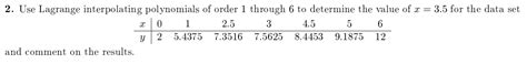 Solved 2 Use Lagrange Interpolating Polynomials Of Order 1