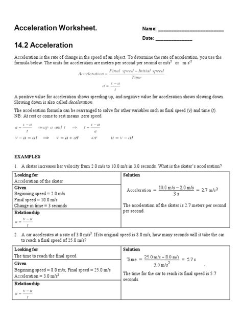 10hw Acceleration Calculations Pdf Acceleration Speed