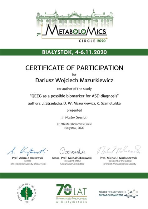 Pdf Certificate Poster Metabolomics Circle 2020 Nov 2020