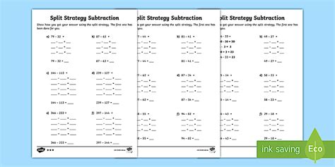 Editable Differentiated Split Strategy Worksheets Twinkl