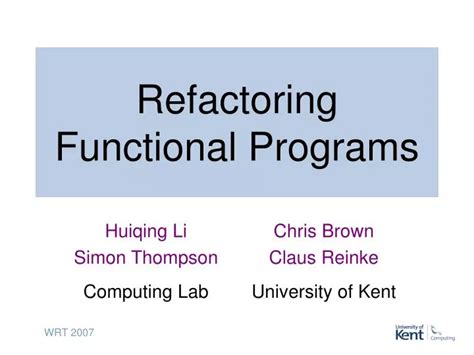 Ppt Refactoring Functional Programs Powerpoint Presentation Free