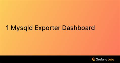 1 Mysqld Exporter Dashboard 中文版 Grafana Labs