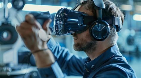 Premium Photo Engineer Optimizing Vehicle Manufacturing Processes With Virtual Reality Simulation