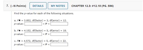 Solved Find The P Value For Each Of The Following Chegg Com