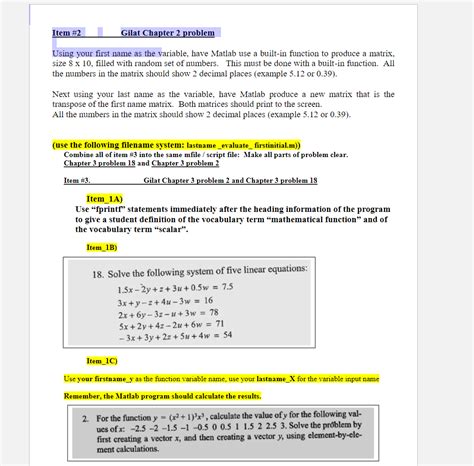 solved item 2 gilat chapter 2 problem using your first name