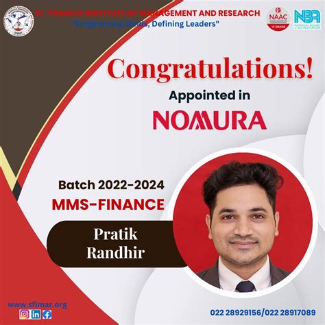 Sfimar Finance Placement Nomura Success Proud Careers