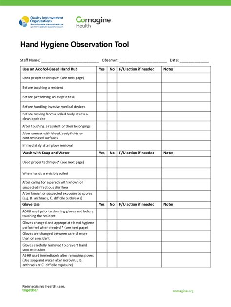Fillable Online Instructions For Using The Hand Hygiene Observation