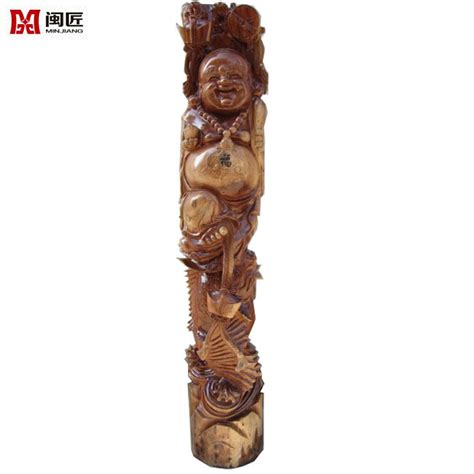 闽匠根雕 摆件 木雕 工艺品 香樟木 人物佛像 弥勒佛6037 闽匠旗舰店