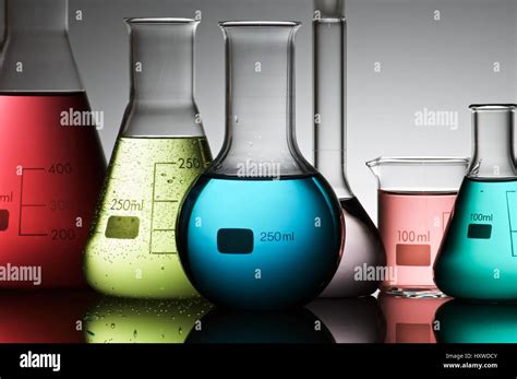 Group Of Laboratory Flasks With Liquid Inside Stock Photo Alamy