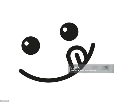 맛있는 미소 이모티콘 혀 핥기 입 소셜 네트워크에 대한 맛있는 맛있는 음식 기호 맛있고 배고픈 라인 아이콘 맛있는 미식가 음식 표지판을 즐기십시오 흰색 배경에 격리된 벡터