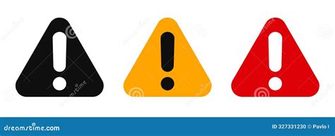 Warning Precaution Attention Alert Icon Set Exclamation Mark In Triangle Shape Stock