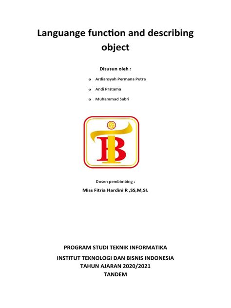 Languange Function And Describing Object Pdf Karier And Perkembangan