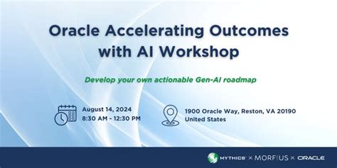 Mythics Llc On Linkedin Mythics Oracle Ai Workshop Reston Va Morfius