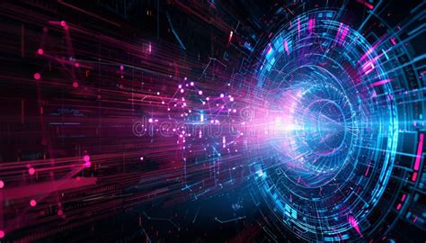 Futuristic Data Visualization With Abstract Technology Background Stock Illustration