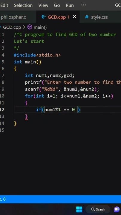 C Program To Find Gcd Of Two Numbers Code C Problem Gcd