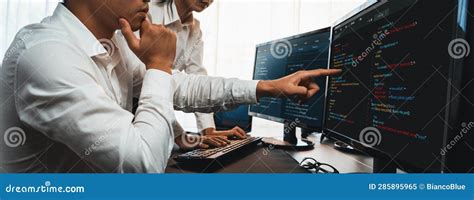 Programmer And Software Engineer Working In Tech Develop Company Trailblazing Stock Image