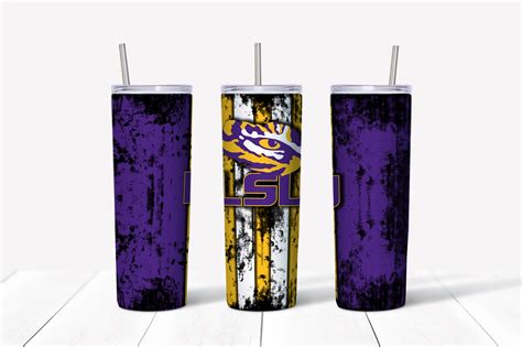 Lsu Grunge Tumbler Wrap Sports 20oz Skinny Tumbler Wrap Tu Inspire