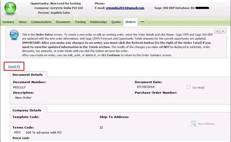 Email Order From Web Order Entry Screen Sage Crm Tips Tricks And