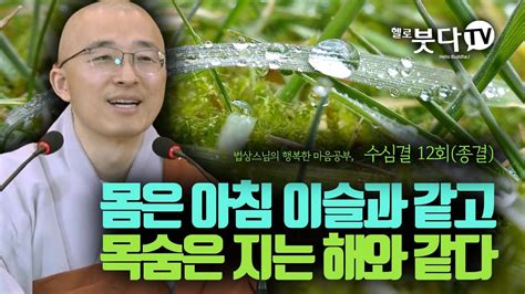재업 법상스님의 수심결 12회종결 몸은 아침이슬과 같고 목숨은 지는 해와 같다 불교 깨달음 영성훈련 마음공부 심리상담 법상스님의 행복한 마음공부 수심결