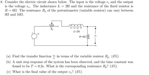 Solved 8 Consider The Electric Circuit Shown Below The