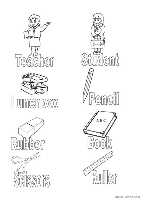 Classroom Objects Colouring English Esl Worksheets Pdf And Doc