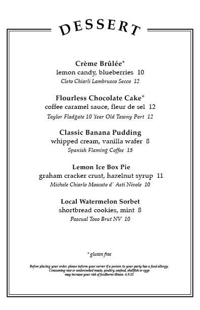 Dessert Menu Southern Inspired Desserts In Baton Rouge — Eliza