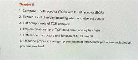 Solved Compare T Cell Receptor TCR With B Cell Receptor Chegg Com