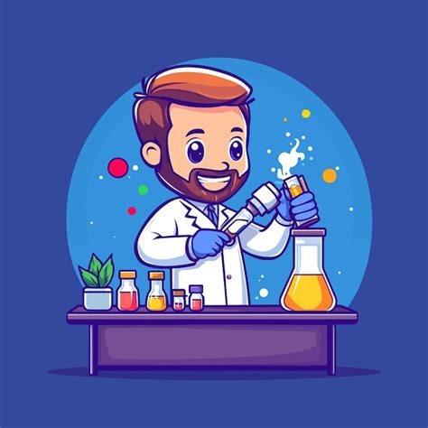 Cute Chemist Mixing Chemicals Vector Premium Ai Generated Vector