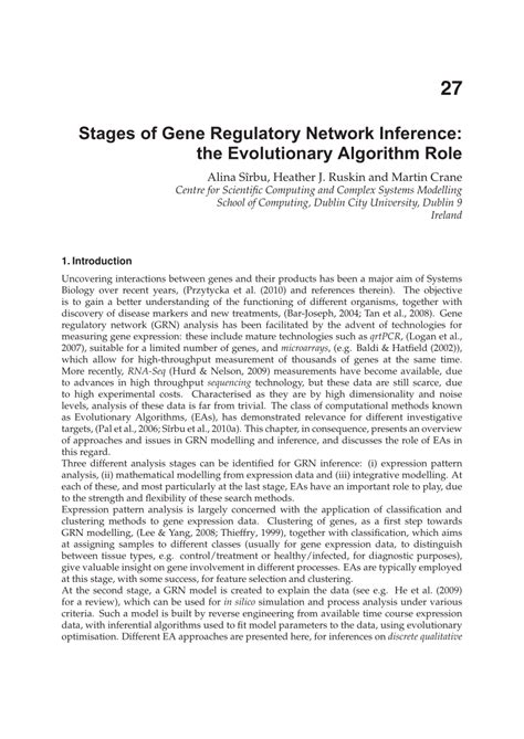 Pdf Stages Of Gene Regulatory Network Inference The Evolutionary