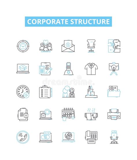 Corporate Structure Vector Line Icons Set Organisation Hierarchy Network Framework