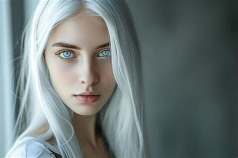 Premium Photo Long White Haired Girl Posing