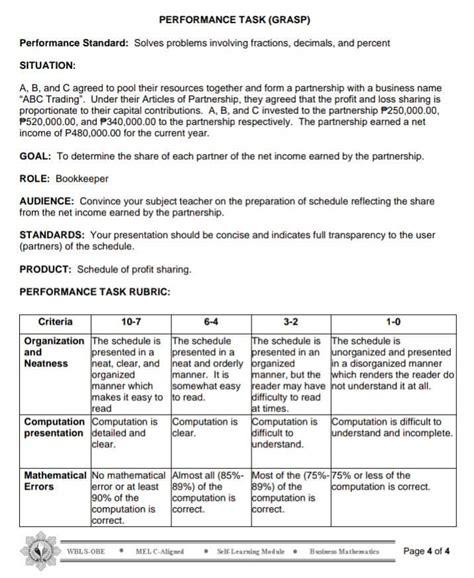 [solved] Performance Task Grasp Performance Standard Solves Problems Course Hero