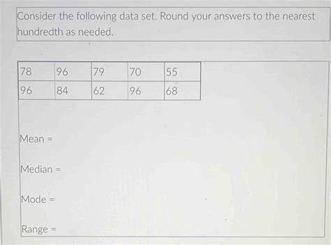 solved consider the following data set round your answers to the