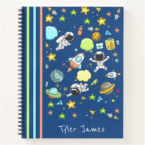 Astronauts Planets Space Notebook Zazzle In 2024 Stationery Essentials Colorful Notebooks