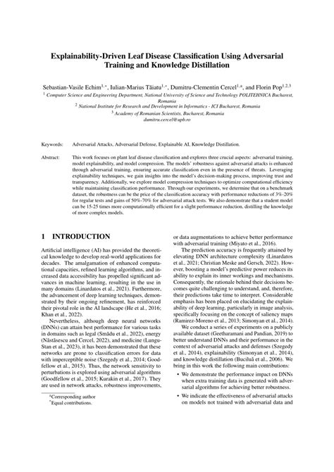 PDF Explainability Driven Leaf Disease Classification Using Adversarial Training And Knowledge