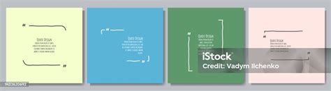 벡터 미니멀리스트 인용문 포스터 세트 따옴표 프레임 빈 템플릿 세트 인용 빈 연설 거품 컬러 낙서 손으로 그린 배경 소셜 미디어 블로그 게시물 웹 템플릿을위한 디자인 요소