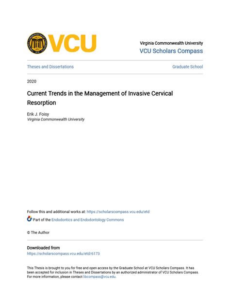 Current Trends In The Management Of Invasive Cervical Resorption Pdf