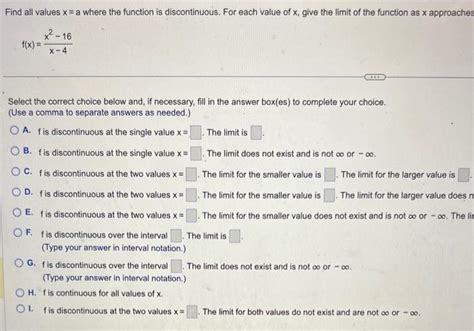 solved find all values x a where the function is