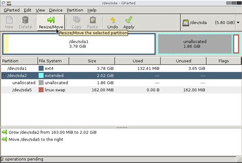 Disk Move Free Space From End Of The Drive To First Partition With Gparted Unix And Linux