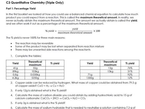 Aqa Gcse Chemistry Quantitative Chemistry Separates Content Revision Teaching Resources