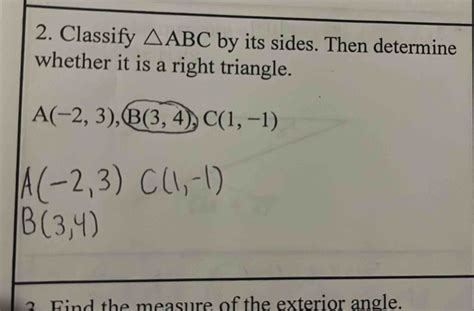 solved 2 classify abc by its sides then determine whether it is a
