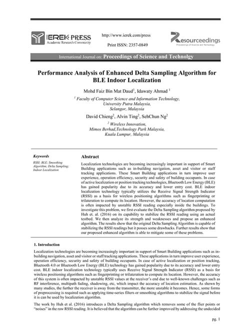 Performance Analysis Of Enhanced Delta Sampling Algorithm For Ble