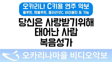 [비디오악보] 당신은사랑받기위해태어난사람 복음성가 C키용 반주 Youtube