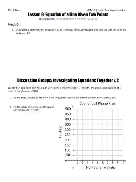 6 Equation Of A Line Given Two Points Pdf