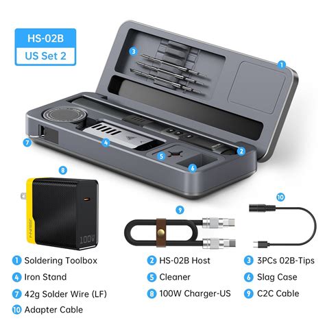 Fnirsi Hs 02 100w Intelligent Soldering Iron With Portable Toolbox Kit
