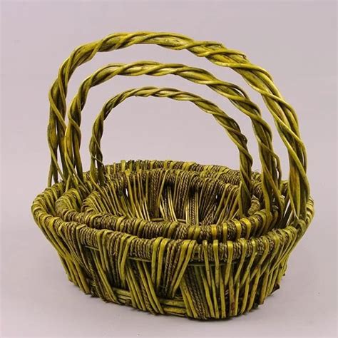 Комплект кошиків з лози Flora 3 шт Зелений 37903 • Краща ціна в Києві Україні • Купити в